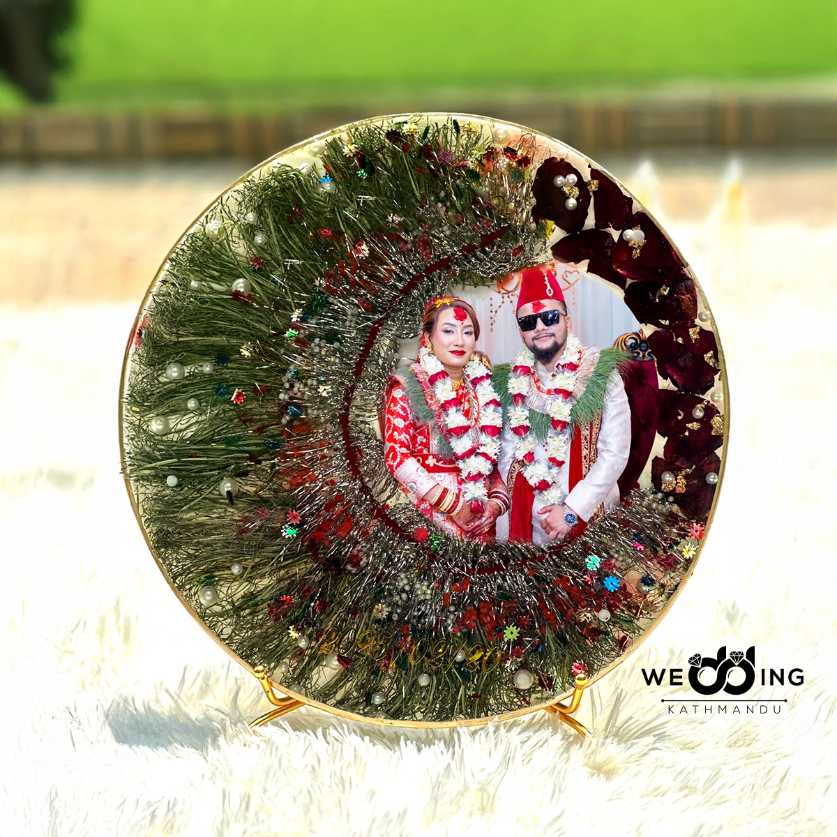 Nepali Wedding Dubo Mala Resin Photo Frame | Custom 8x8 Inch | Wedding ...